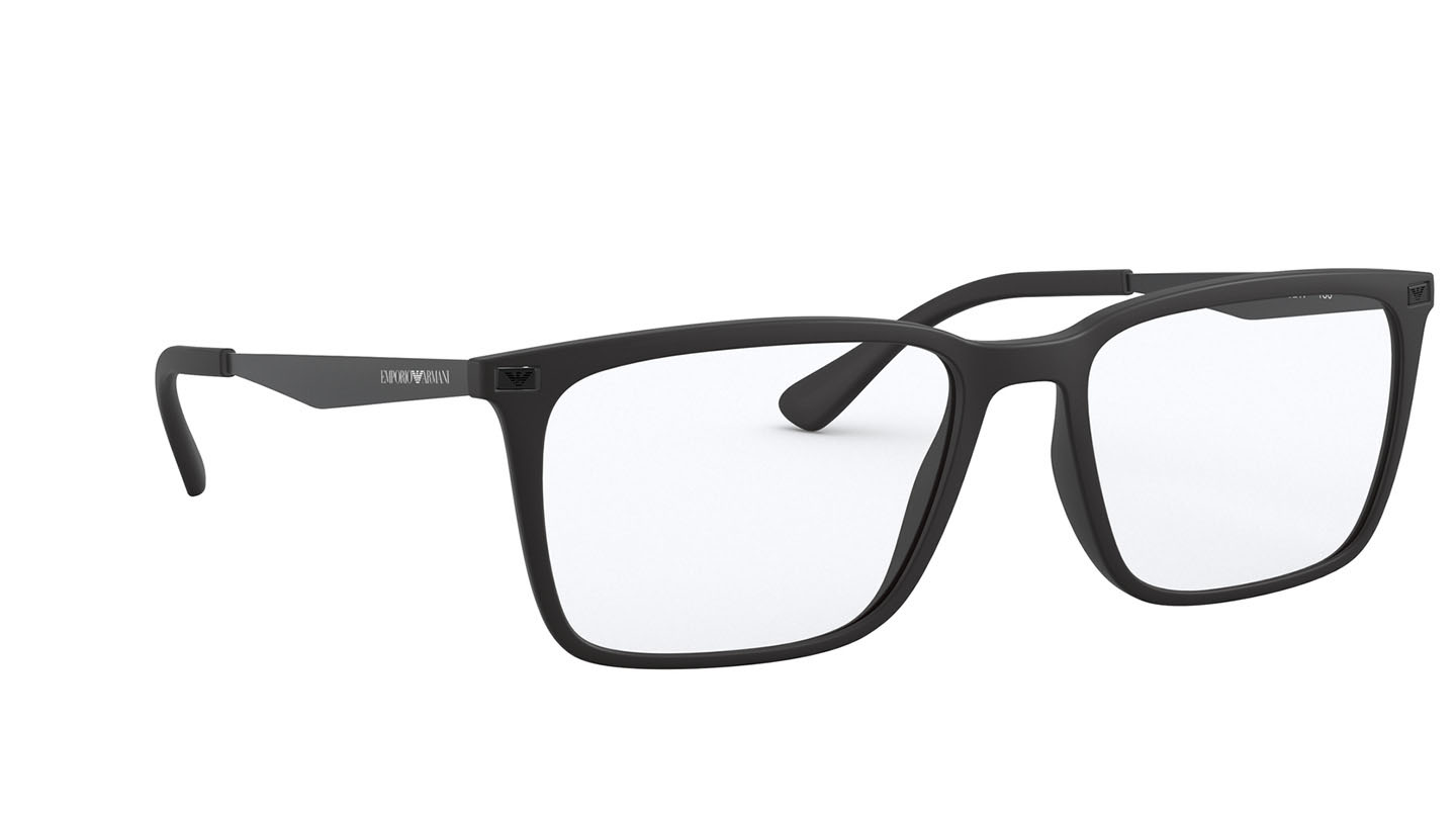 Emporio Armani Men Rectangle Matte Black Optical Frames | RivoliShop.com