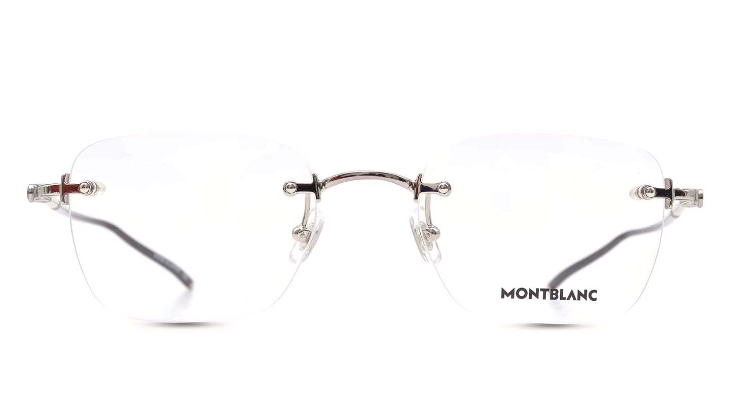 Montblanc Men Rectangle Silver Eyeglass | RivoliShop.com