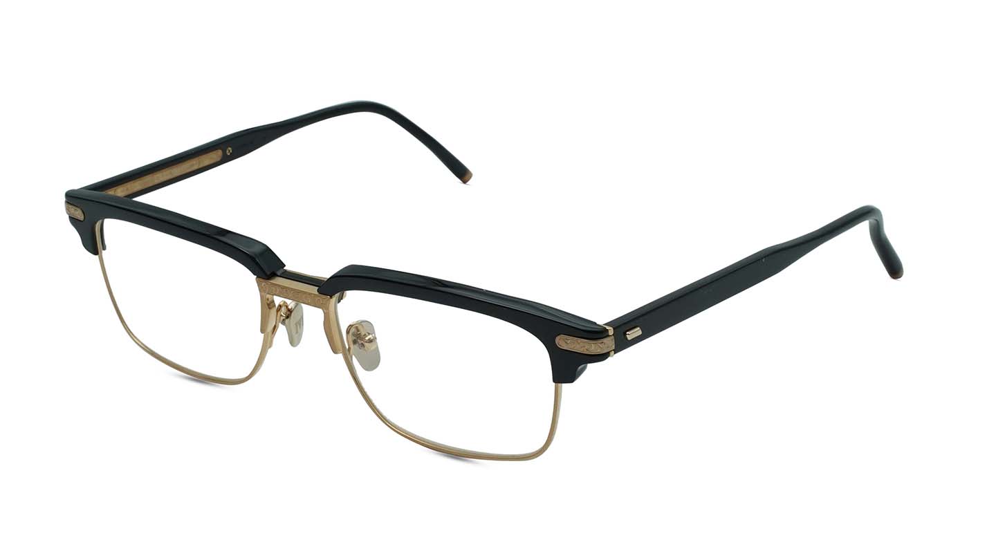 Masunaga Men Square Silver And Brown Eyeglass