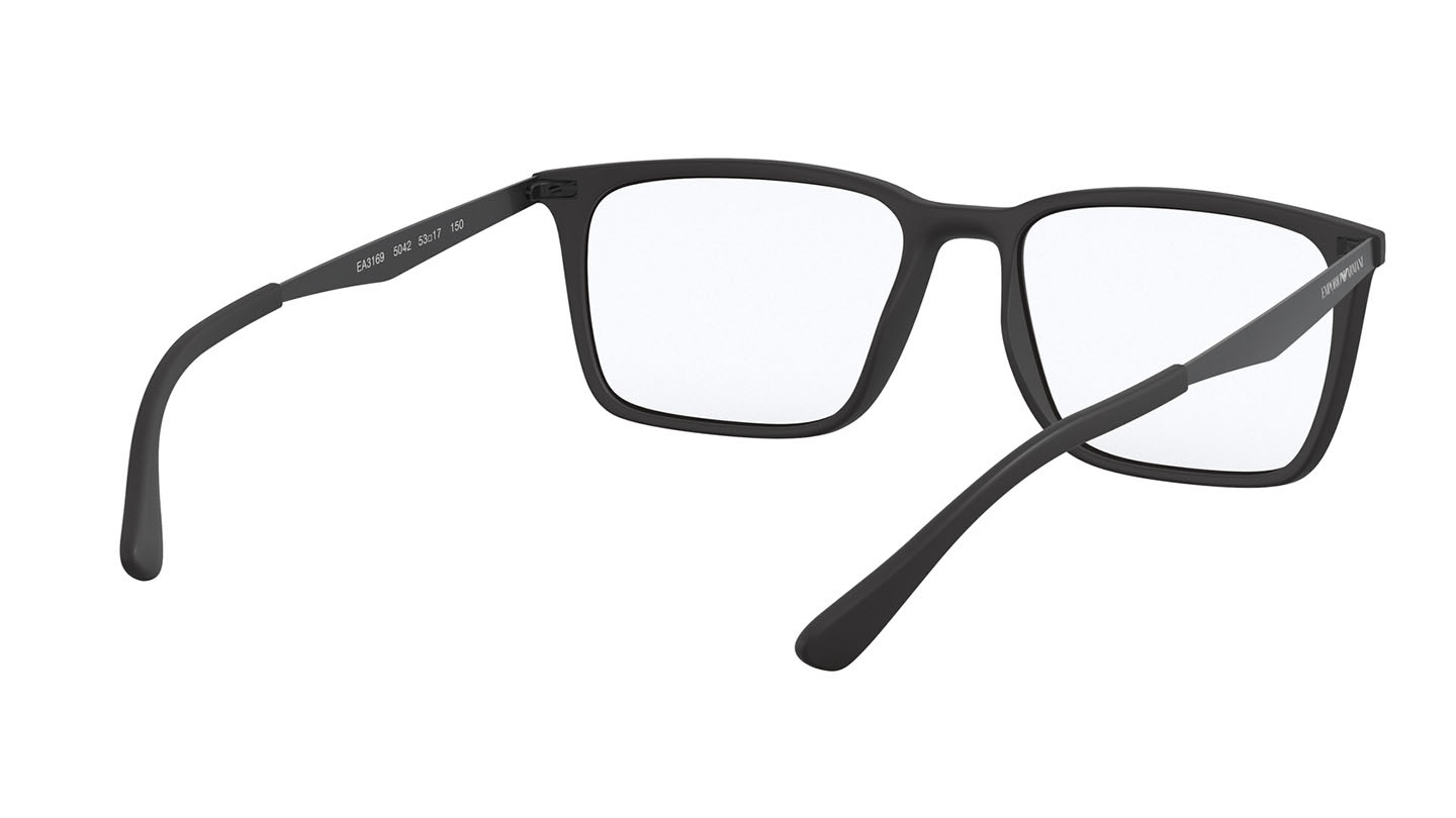 Emporio Armani Men Rectangle Matte Black Optical Frames | RivoliShop.com