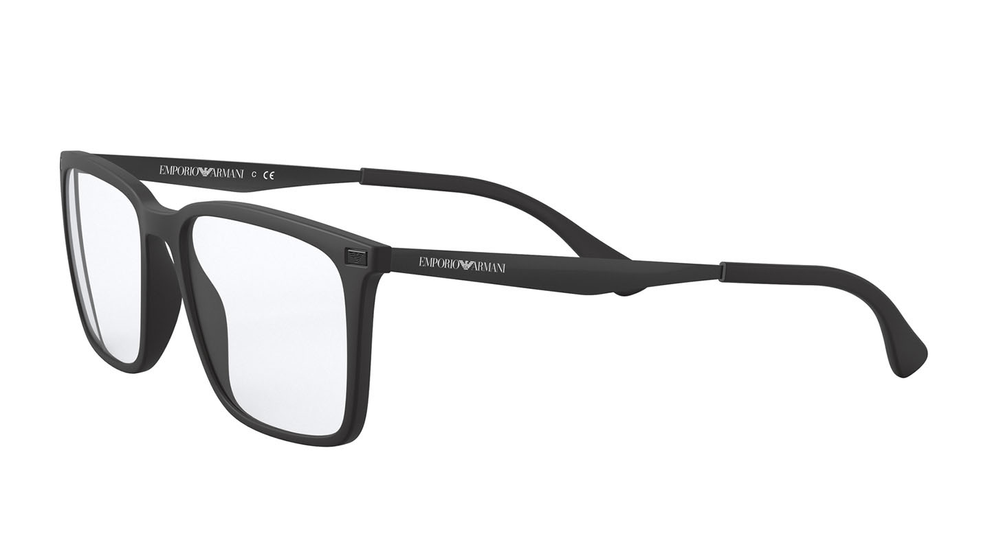 Emporio Armani Men Rectangle Matte Black Optical Frames | RivoliShop.com