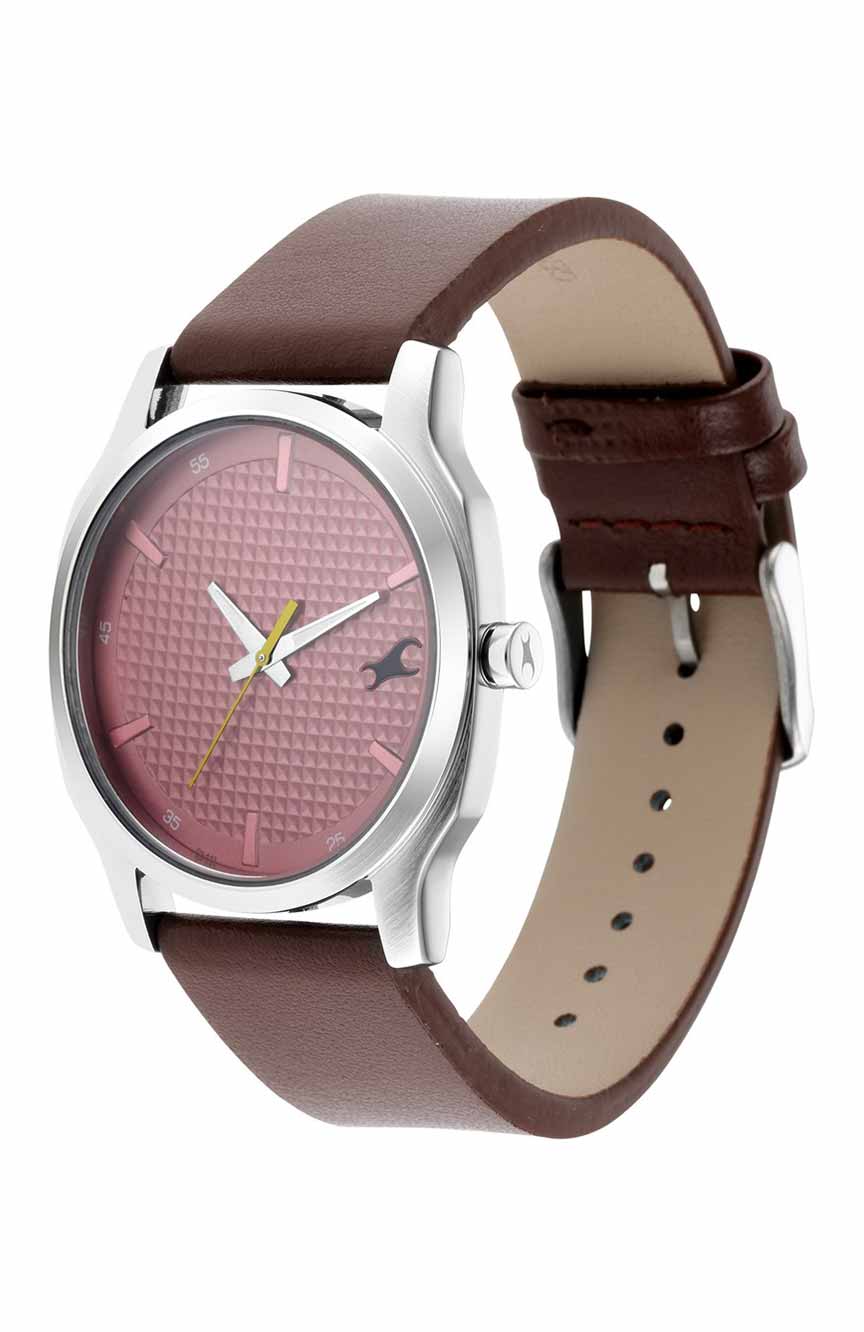 Titan Fastrack Stunners Quartz Analog Red Dial Leather Strap Watch for ...