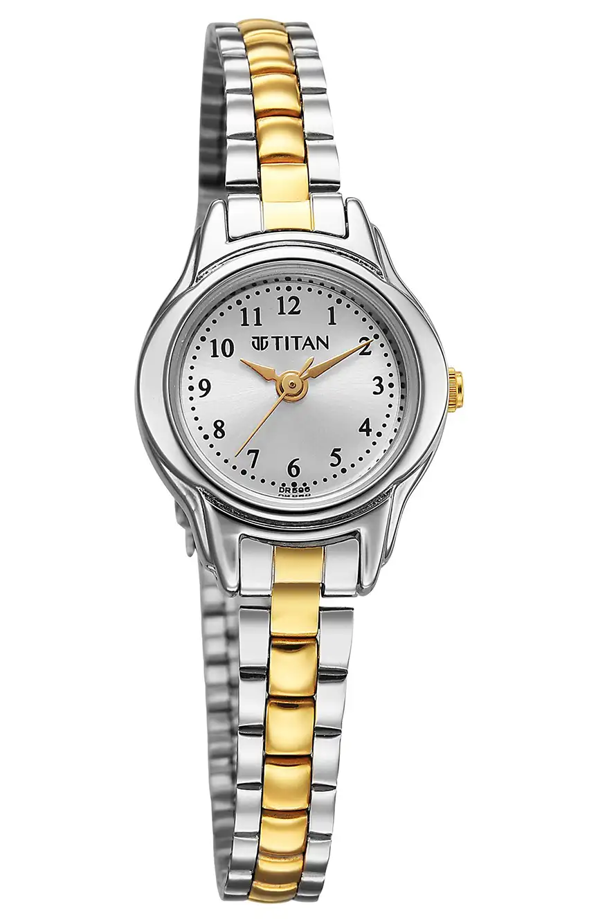 Titan Karishma Silver Round Dial Dual Tone Stainless Steel Strap Analog ...