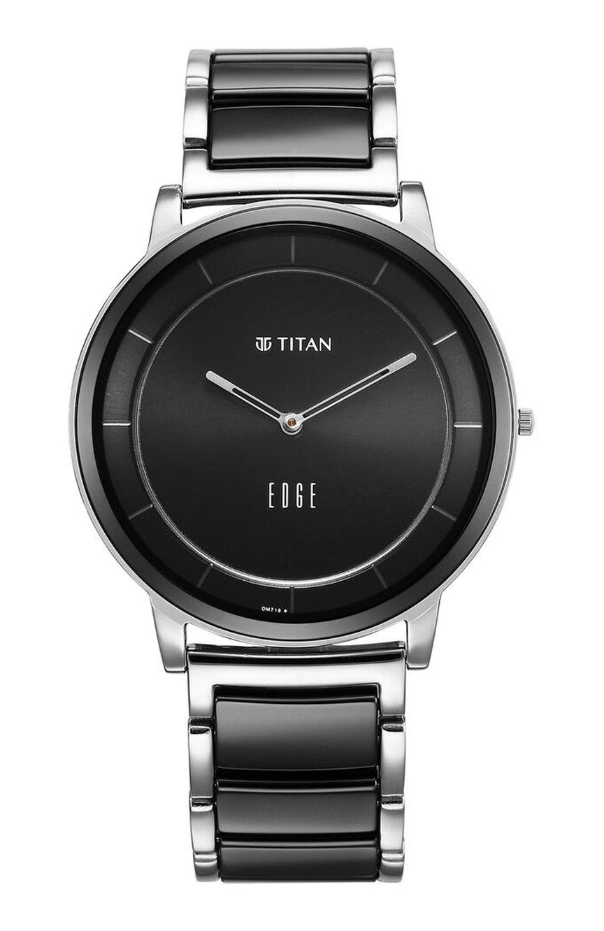 Titan Titan Edge Fusion Quartz Analog Black Dial Two Toned Steel ...