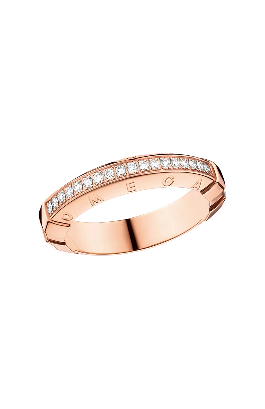 OMEGA RING 18K RED GOLD DIAMONDS | RivoliShop.com