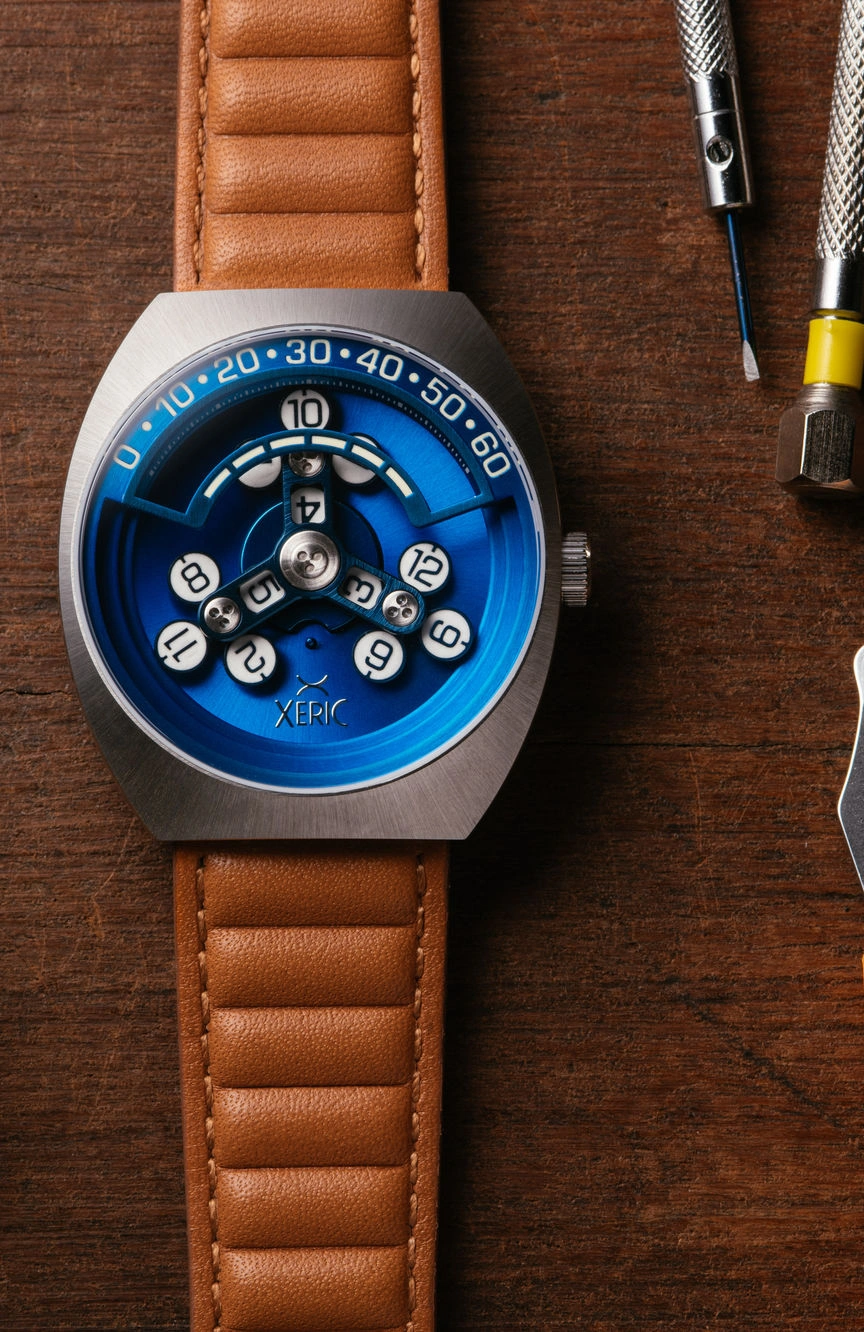 Xeric Scrambler Automatic Wandering Hour Blue Tan | RivoliShop.com