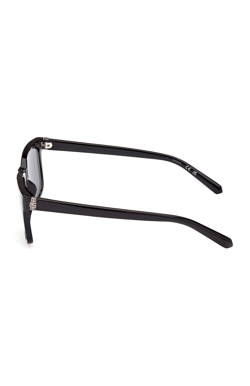 Guess Men Rectangle Shiny Black Sunglass