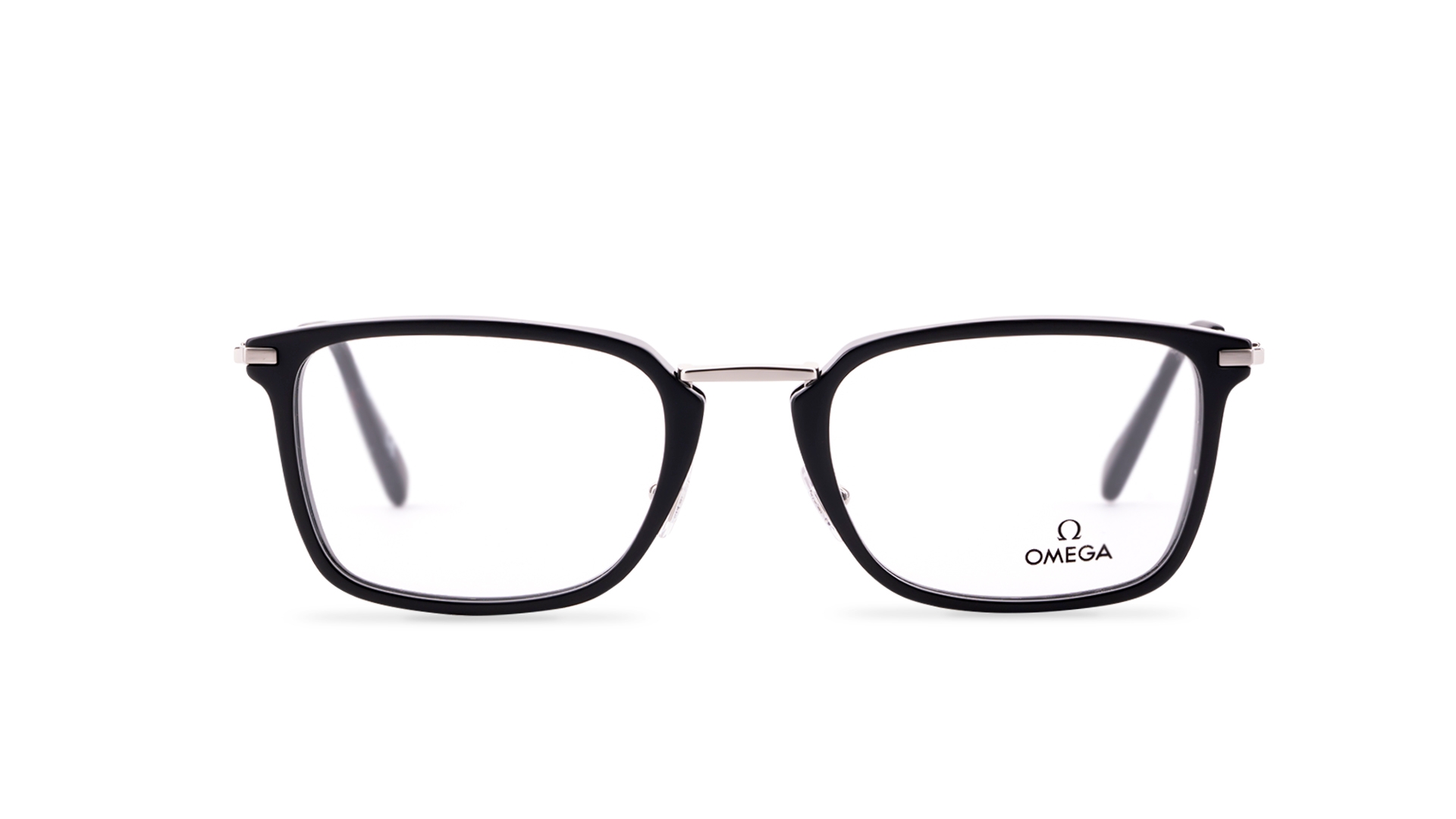 OMEGA Men Rectangle Matte Black Eyeglass | RivoliShop.com