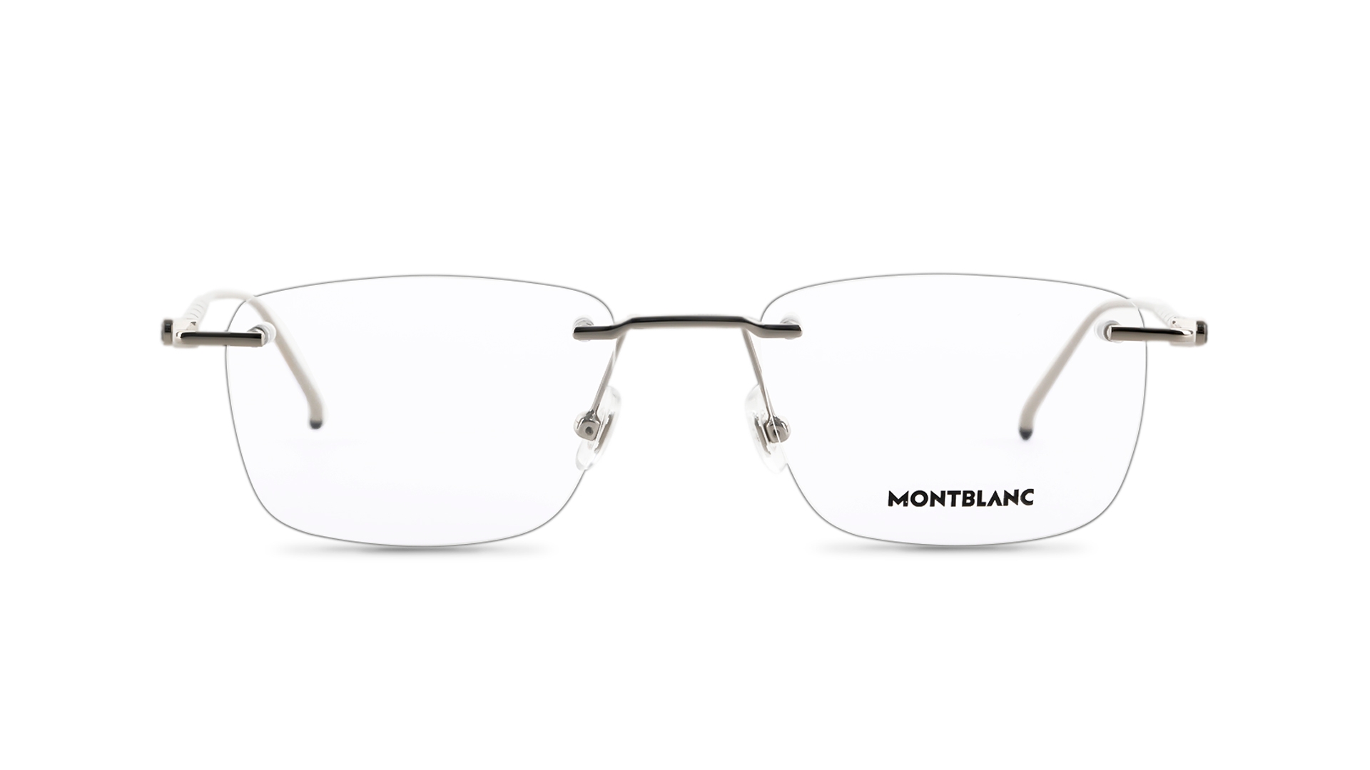 Montblanc Men Rectangle Silver Eyeglass | RivoliShop.com