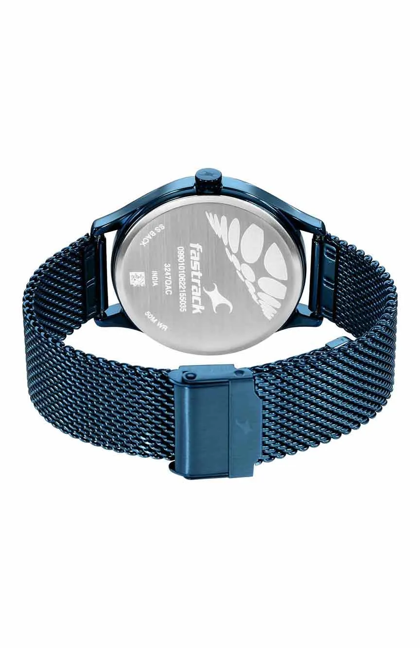 Titan Fastrack Style Up Quartz Analog with Day and Date Blue Dial ...